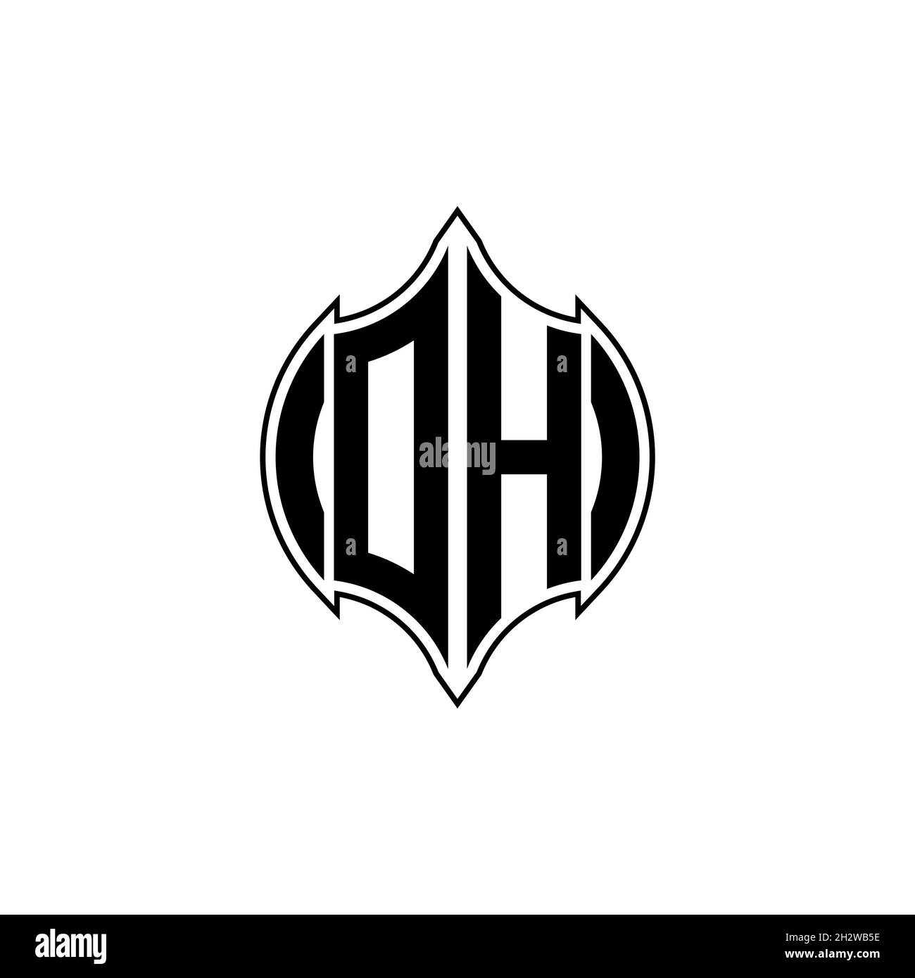 OH Monogram logo letter with Gemoteric line rounded shape style design ...