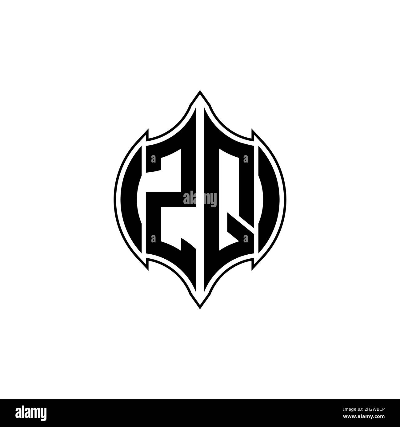 ZQ Monogram logo letter with Gemoteric line rounded shape style design ...