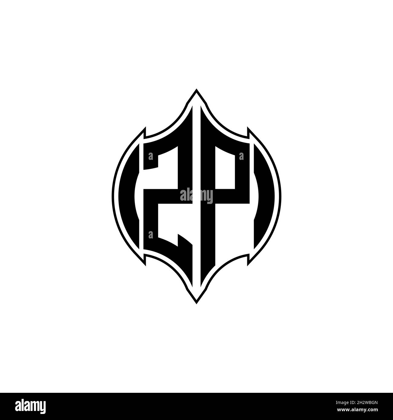 ZP Monogram logo letter with Gemoteric line rounded shape style design ...