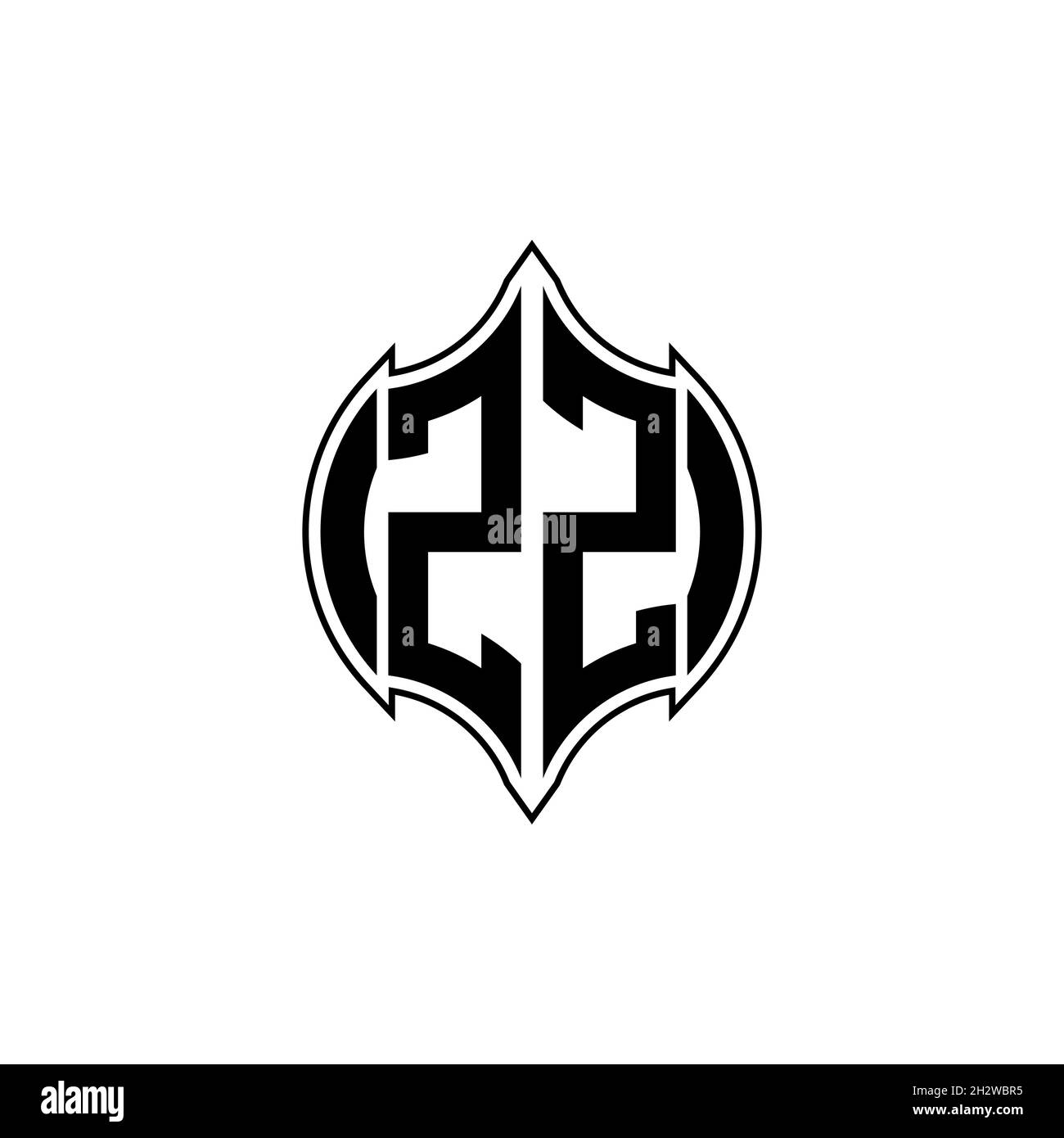 ZZ Monogram logo letter with Gemoteric line rounded shape style design ...