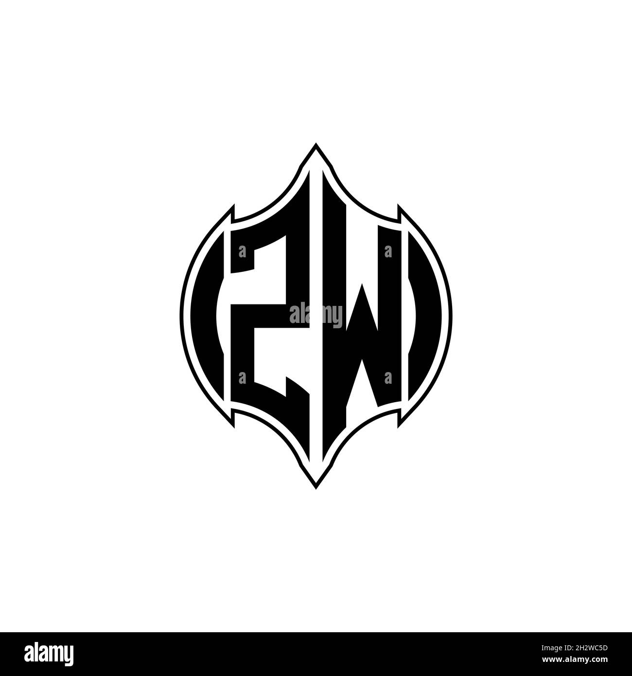 ZW Monogram logo letter with Gemoteric line rounded shape style design ...