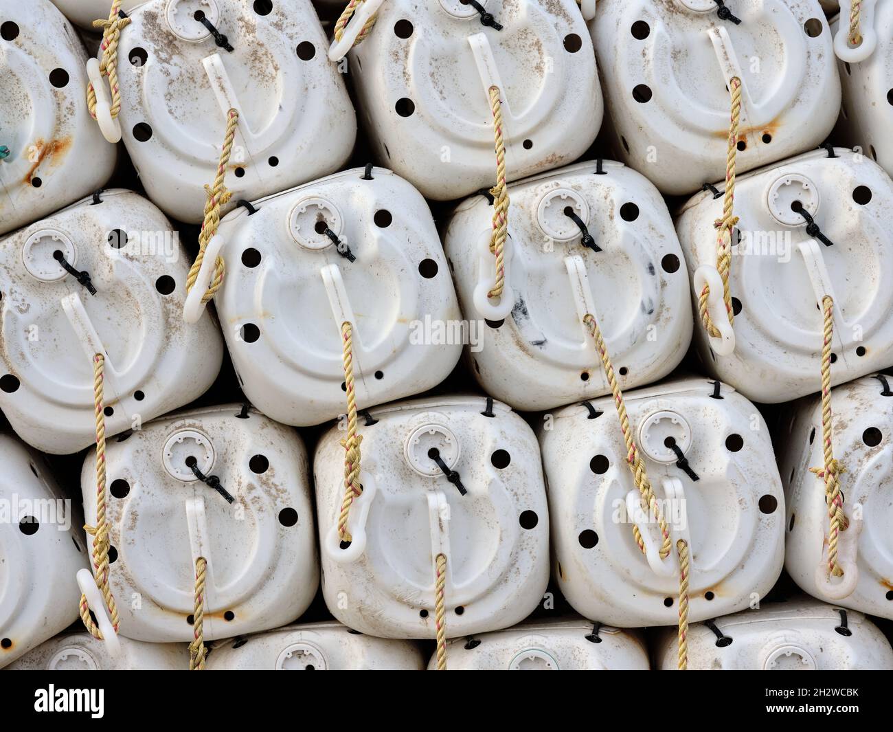 Plastic commercial fishing floats / buoys background Stock Photo - Alamy
