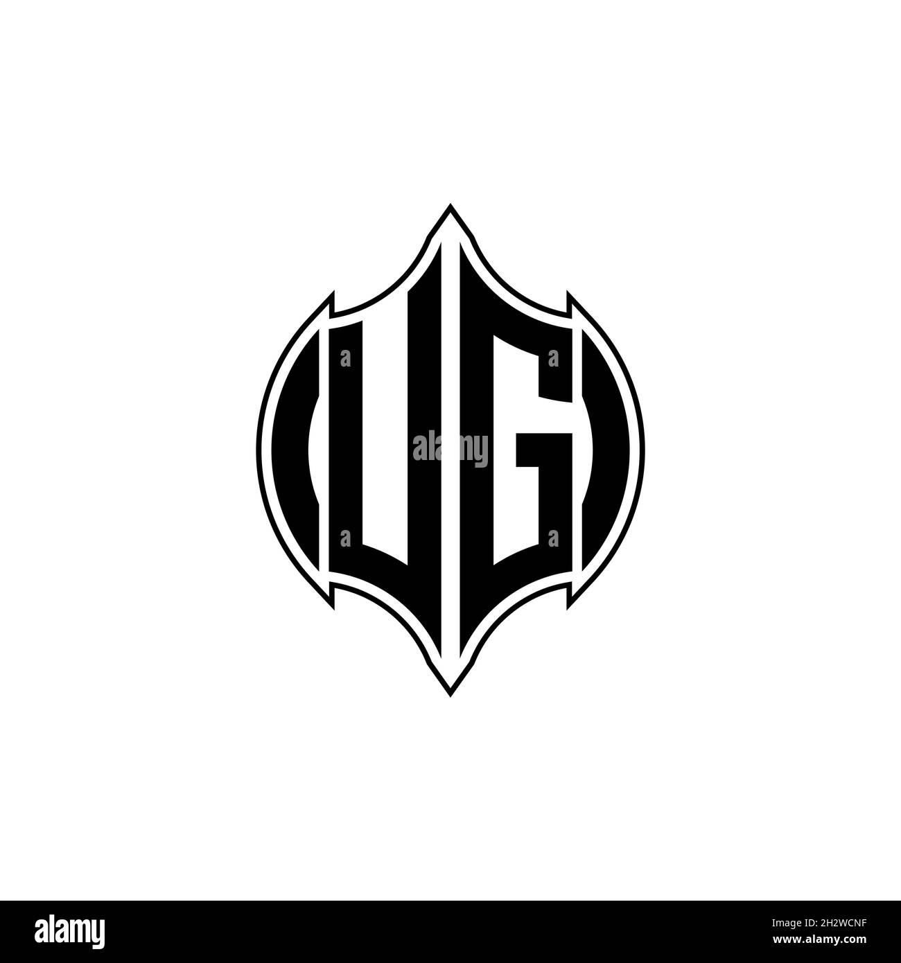 UG Monogram logo letter with Gemoteric line rounded shape style design ...