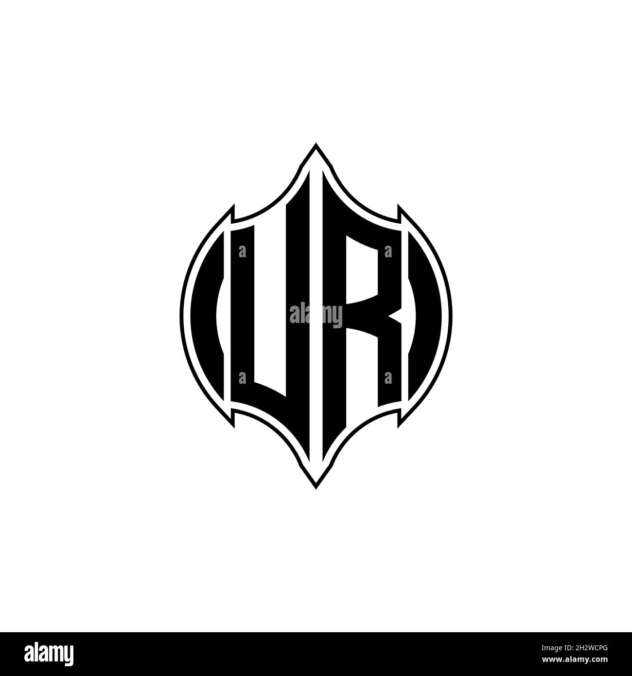 UR Monogram logo letter with Gemoteric line rounded shape style design ...