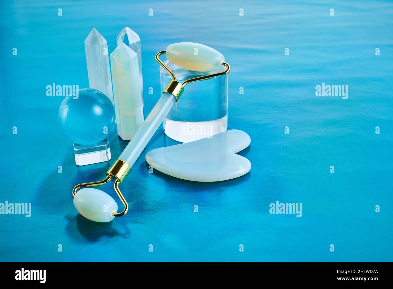 Opal crystal facial roller and massage tool jade Gua sha. Facial anti ...