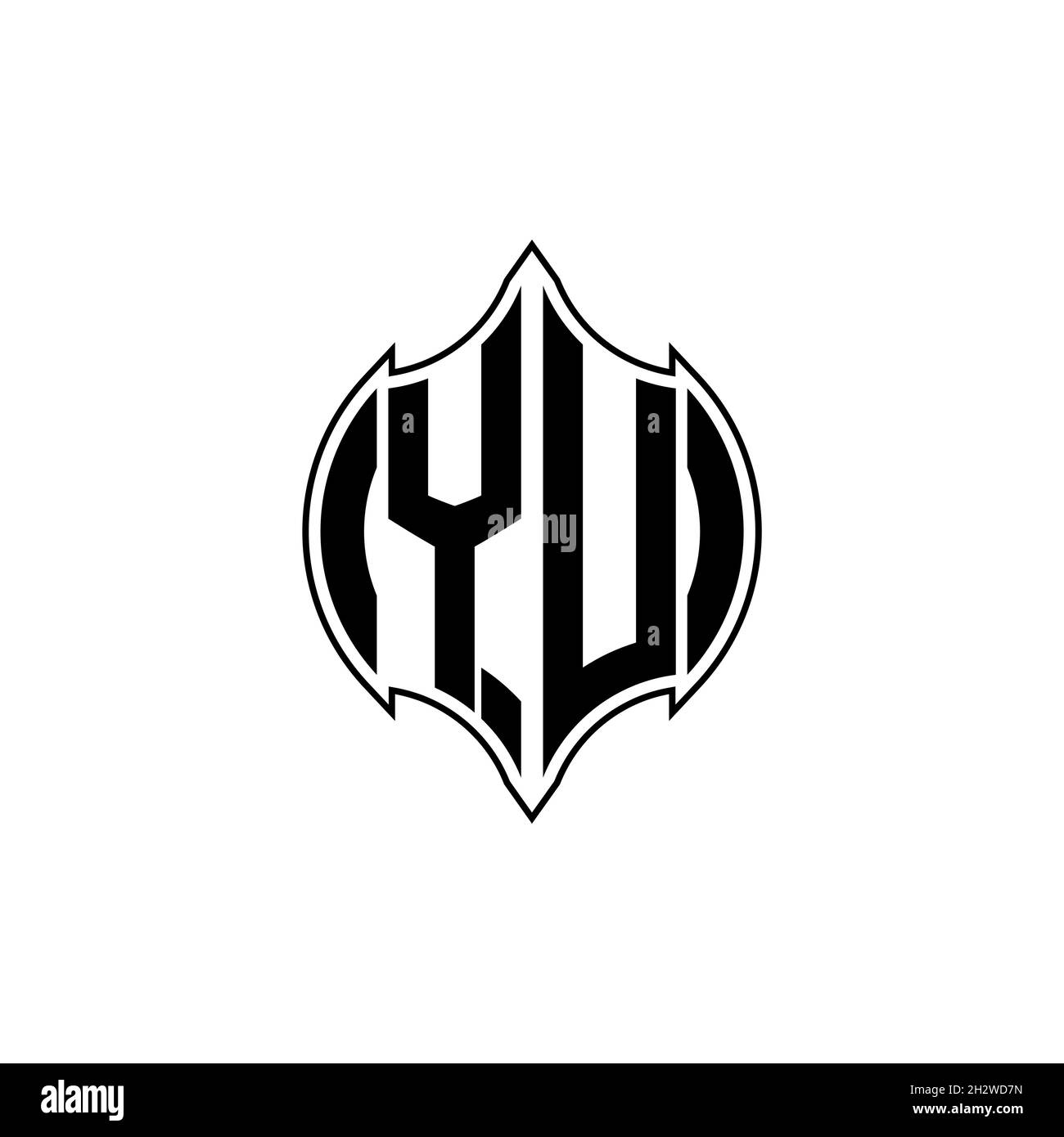 YU Monogram logo letter with Gemoteric line rounded shape style design ...