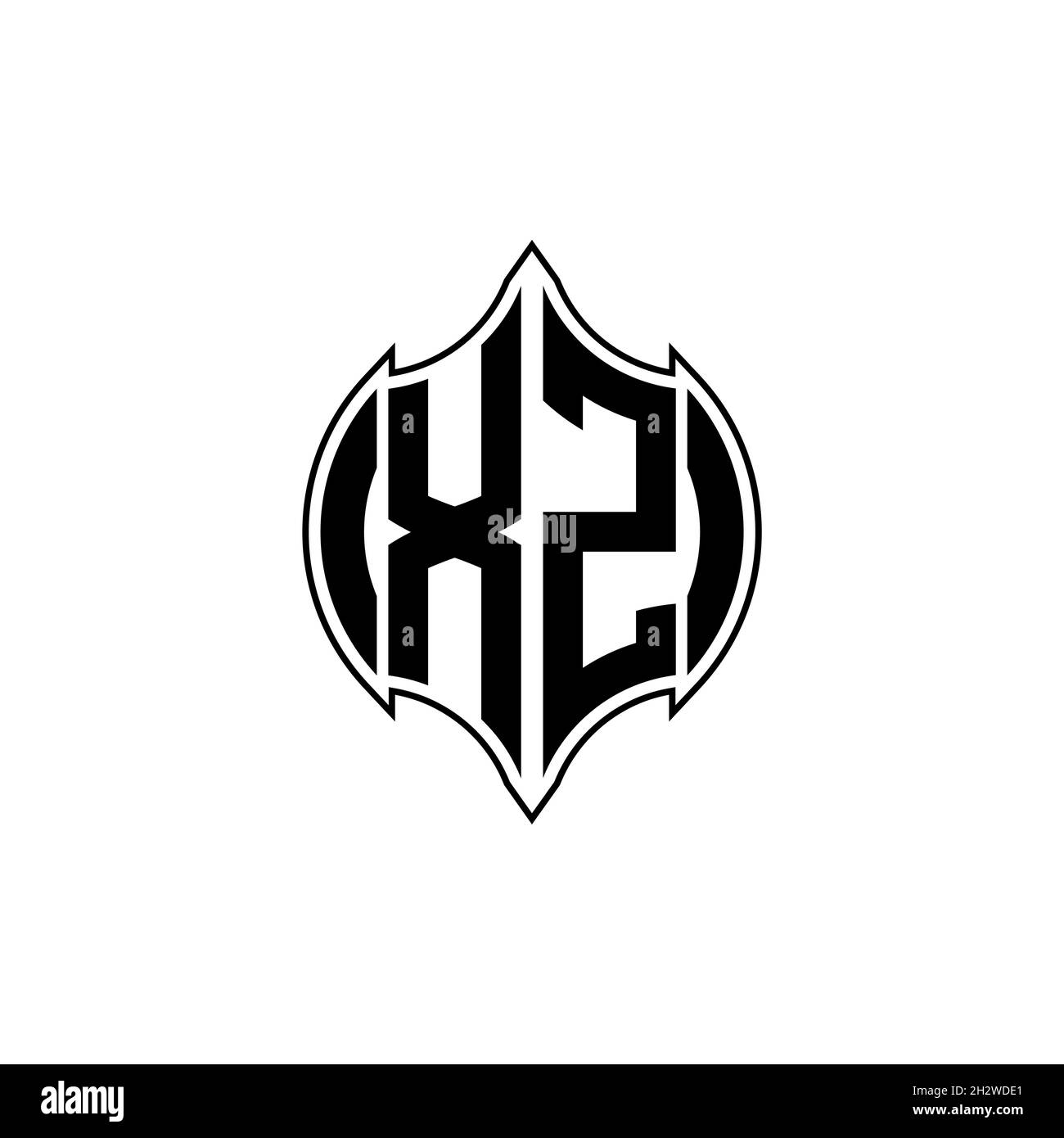 XZ Monogram logo letter with Gemoteric line rounded shape style design ...