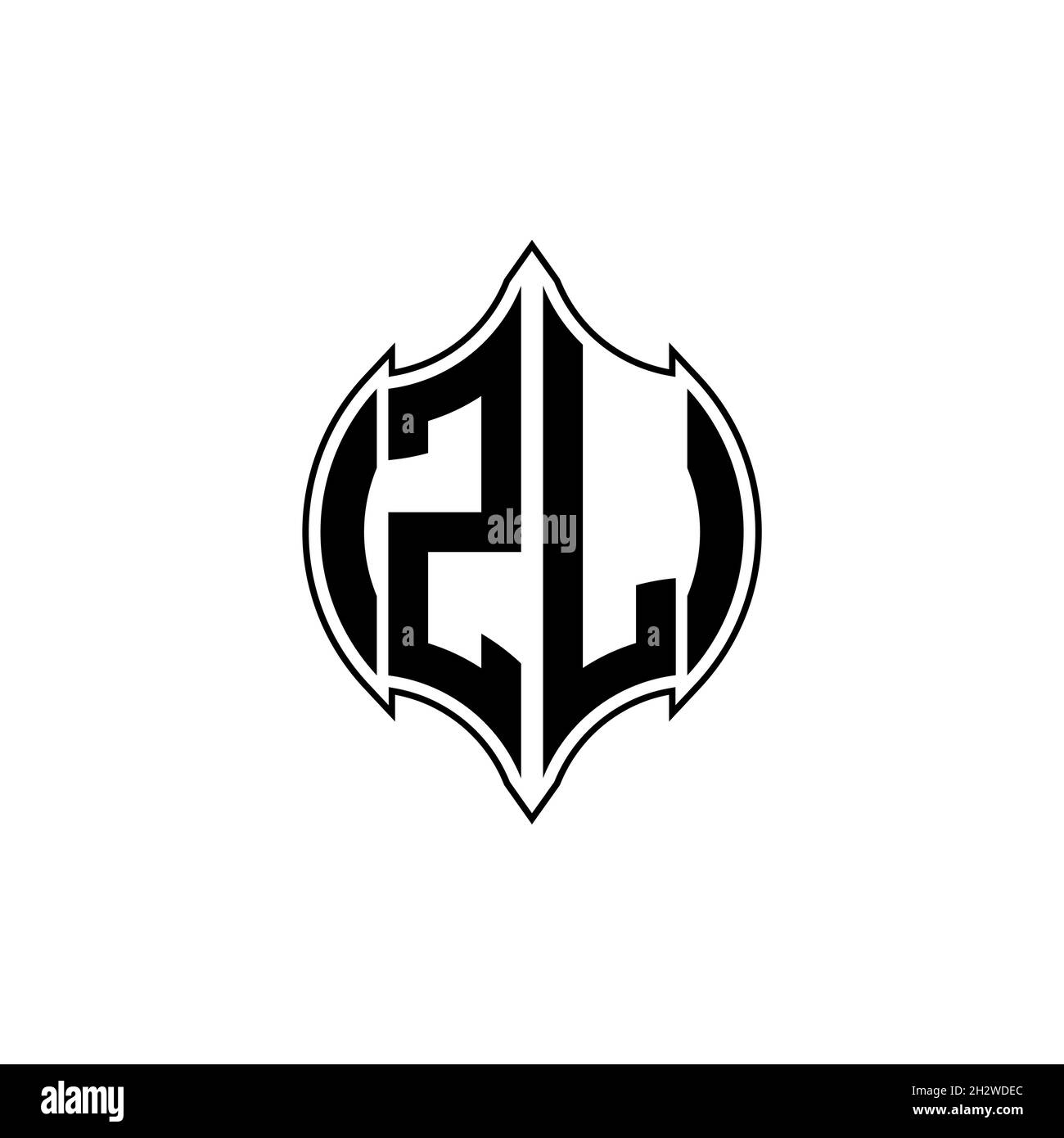 ZL Monogram logo letter with Gemoteric line rounded shape style design ...