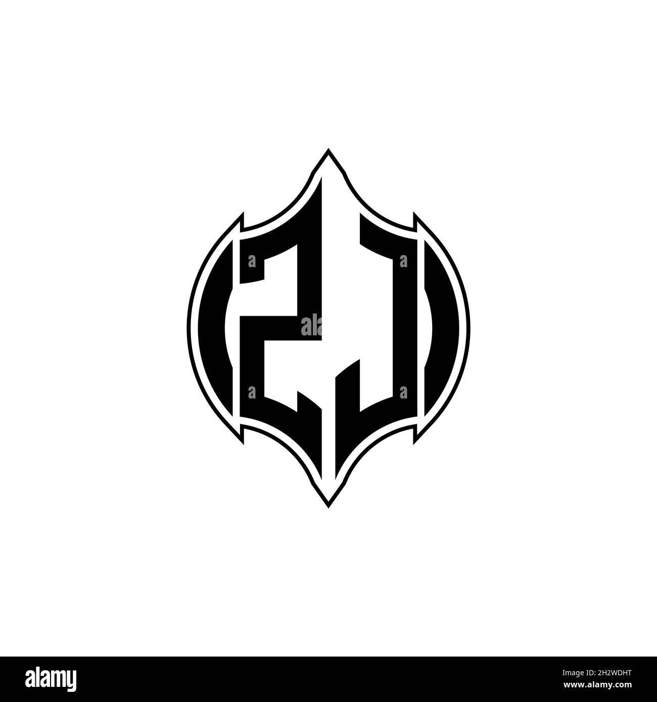 ZJ Monogram logo letter with Gemoteric line rounded shape style design ...