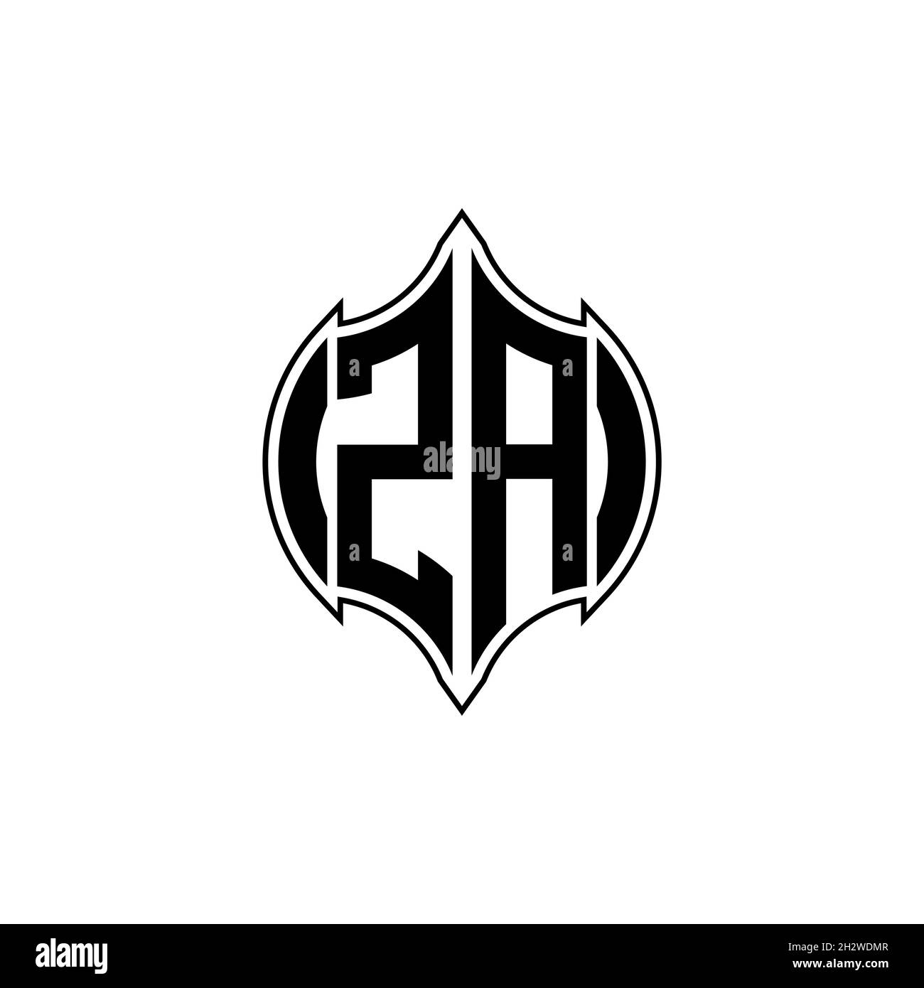 ZA Monogram logo letter with Gemoteric line rounded shape style design ...