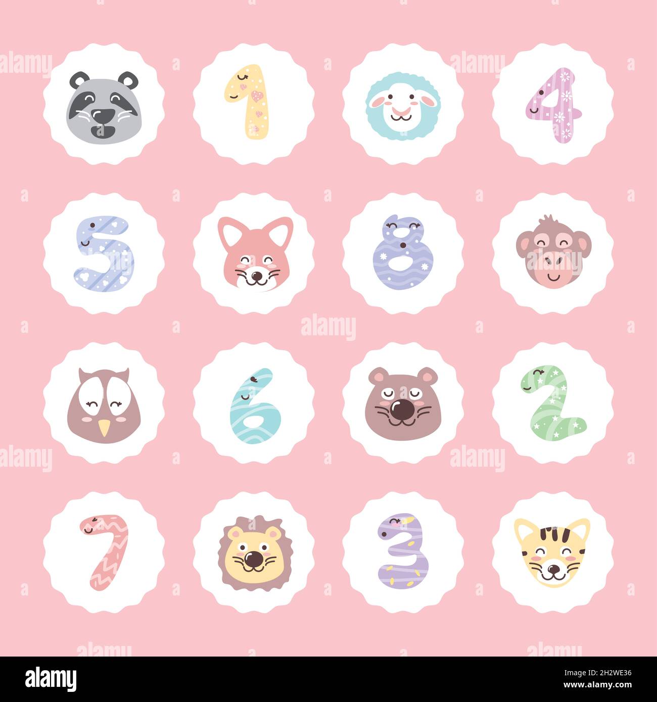 baby animals and numbers Stock Vector Image & Art - Alamy
