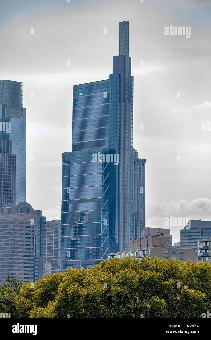 Comcast Technology Center, viewed from Philadelphia Museum of Art on a ...