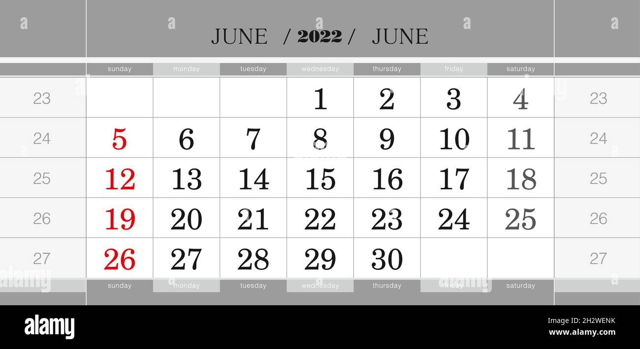 Calendario Junio 2022
