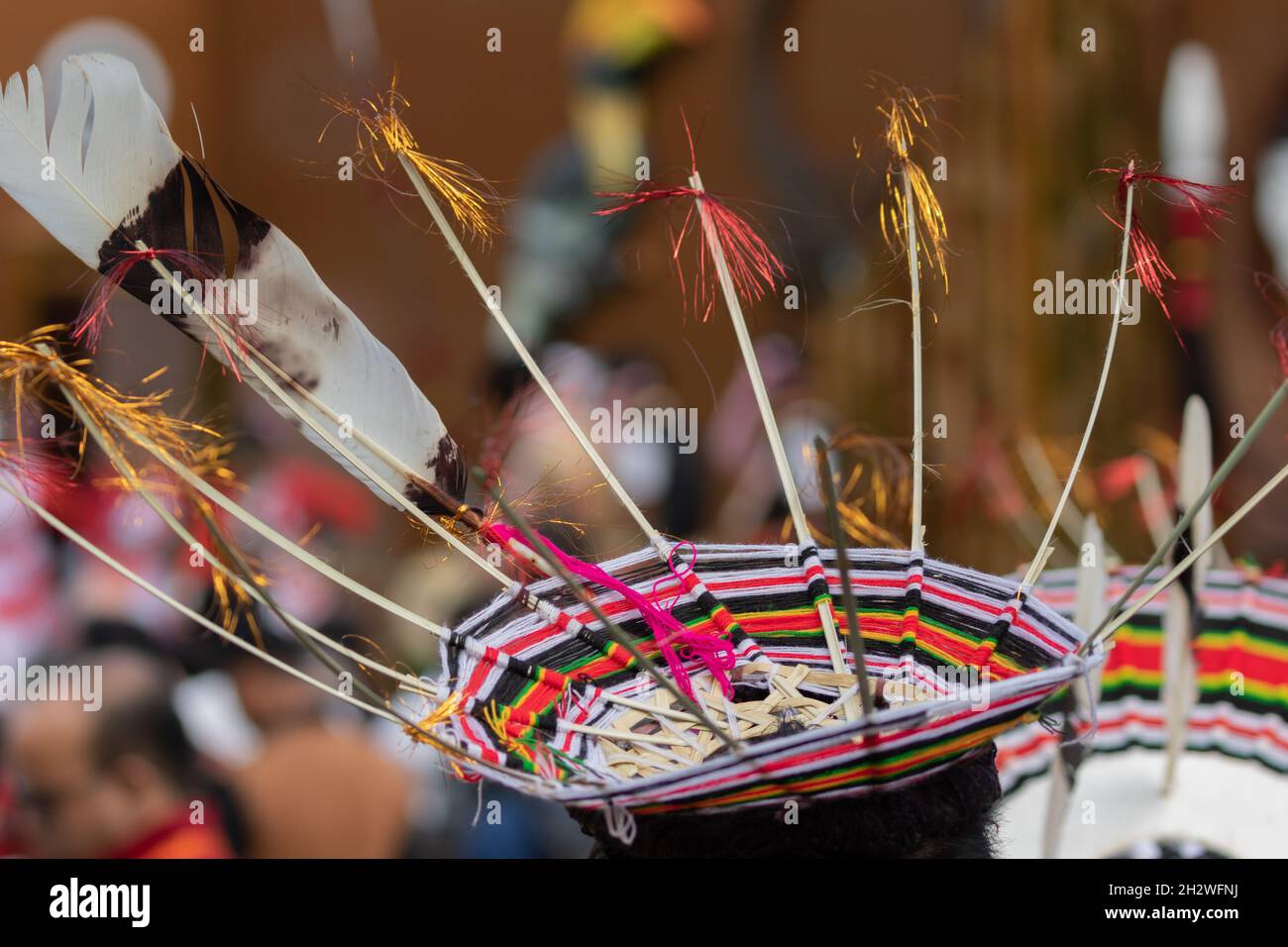 Abstract image of a Traditional Naga head gear made of Straws with a ...
