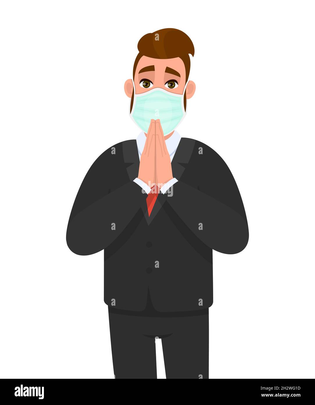 Young business man praying Stock Vector Images - Alamy