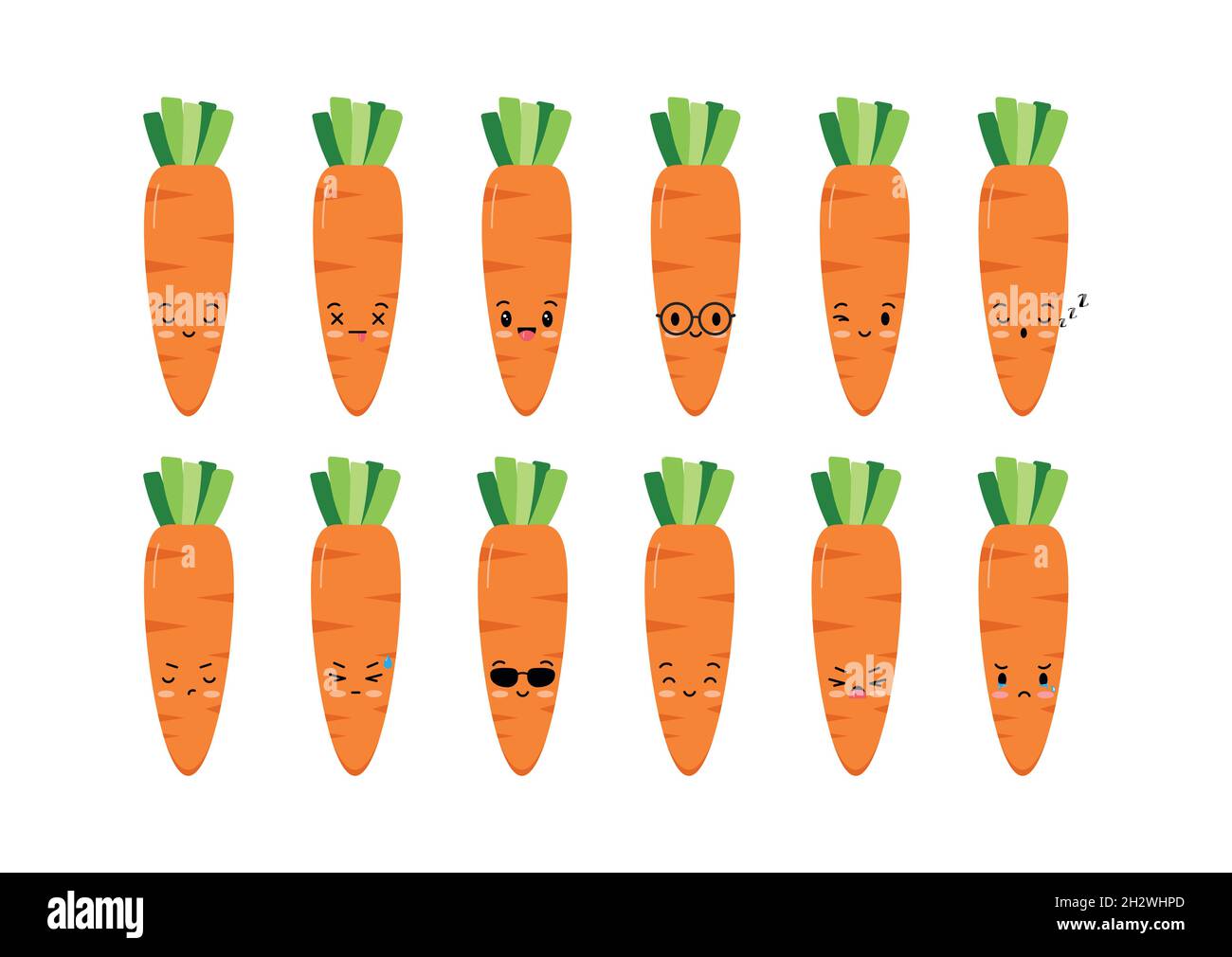 Cute carrot character vector illustration icon set Stock Vector Image ...