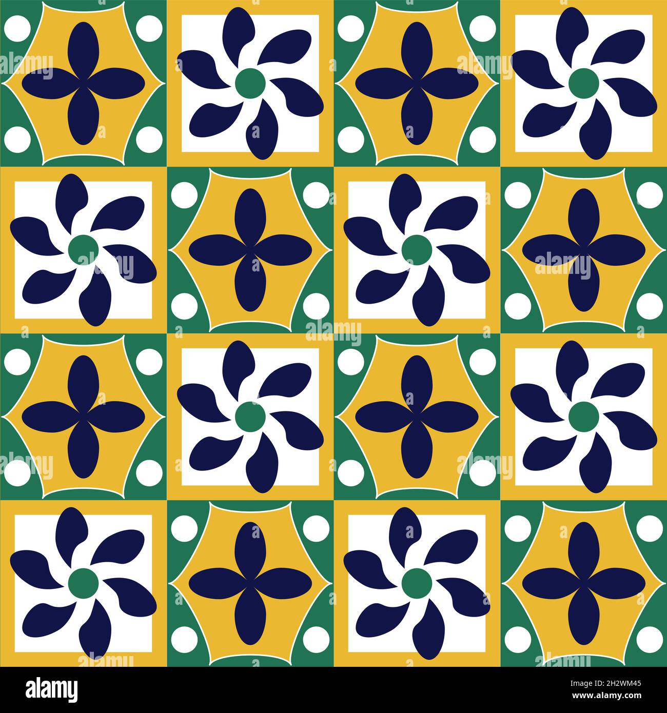 Mexican motif. Square tiles with colored geometric patterns in yellow ...