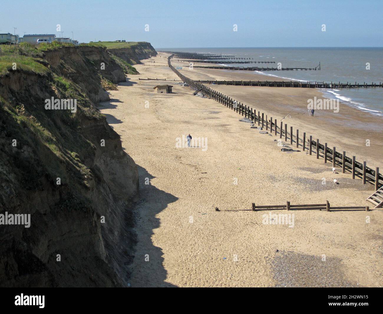 Happisburgh in Suffolk: coastal defenses against erosion of the cliffs ...