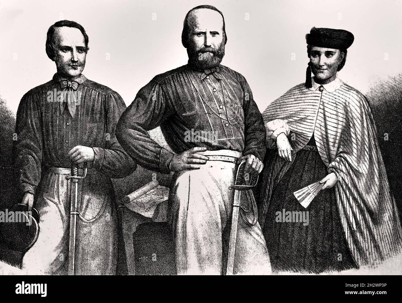 Garibaldi with his son menotti and daughter teresa hi-res stock ...