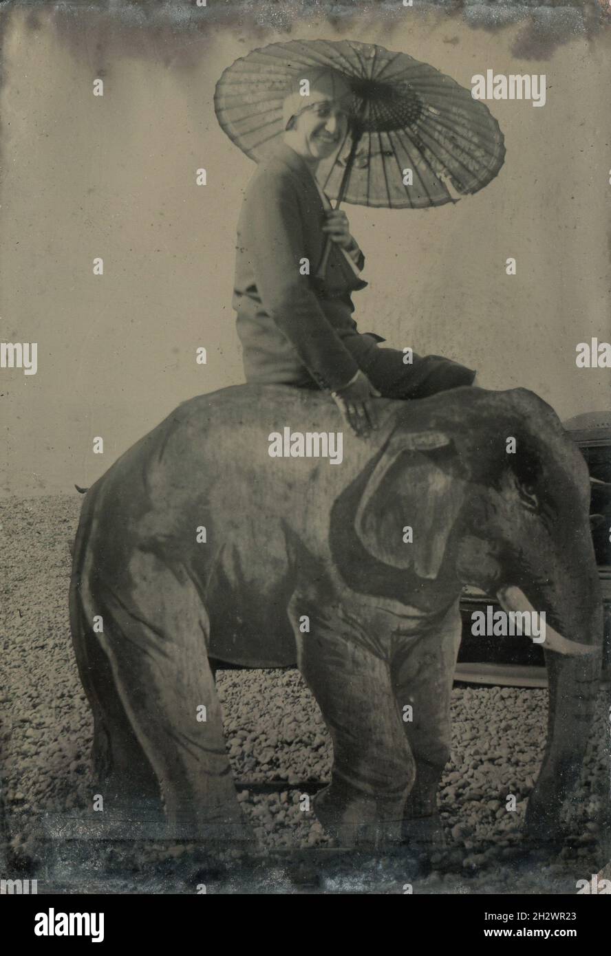 An amusing late 1920s English seaside ‘tintype’ photograph depicting a ...