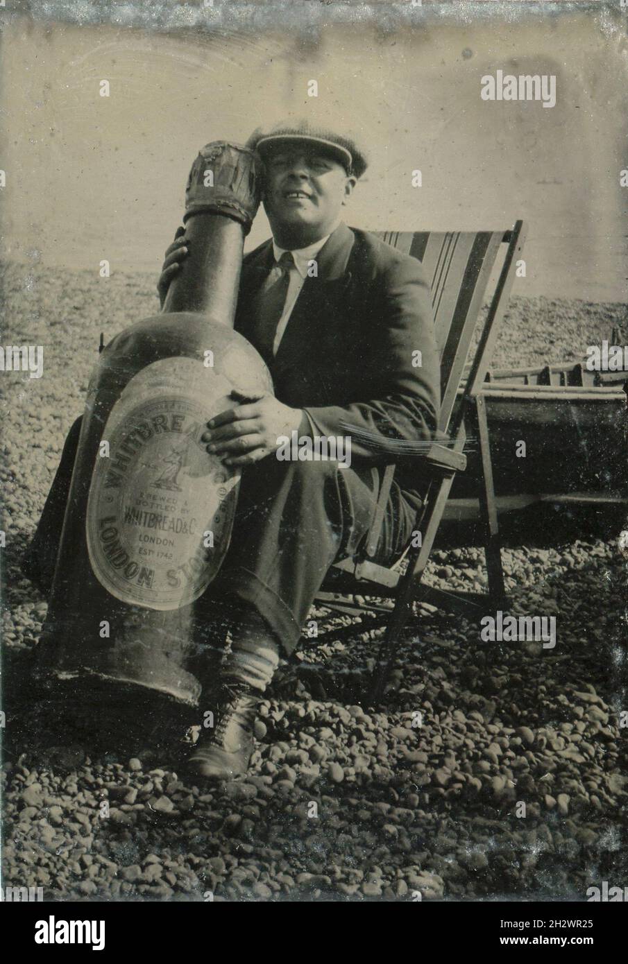 An amusing late 1920s English seaside ‘tintype’ photograph depicting a ...