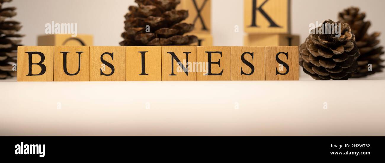 The word Business was created from wooden cubes Stock Photo - Alamy