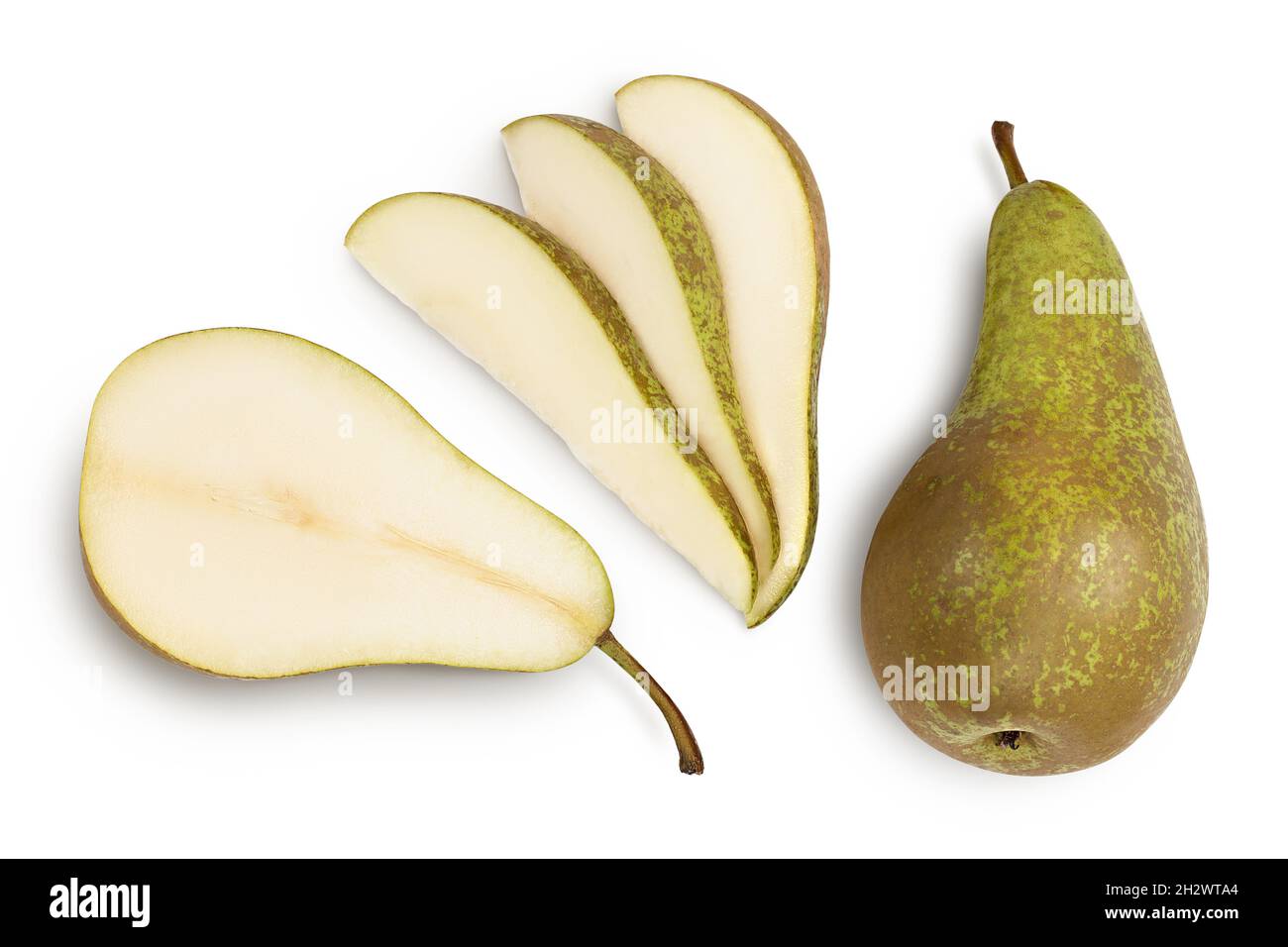 Green conference pear isolated on white background with clipping path ...