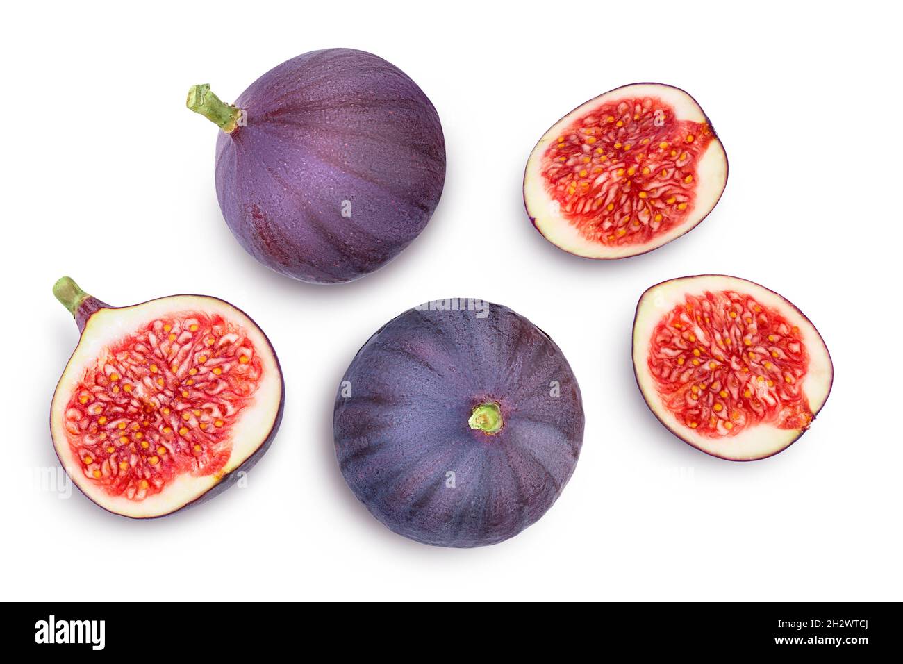 fig fruits isolated on white background with clipping path. Top view ...