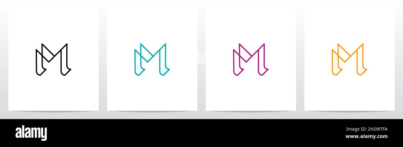 Parallel Lines Connected Forming Letter Logo Design M Stock Vector ...