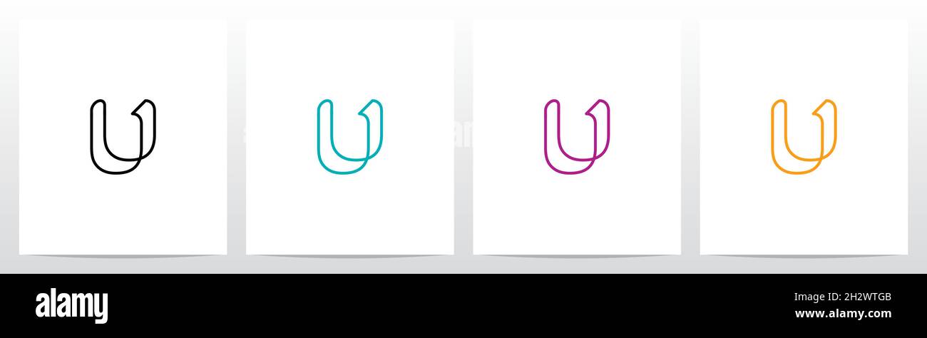 Parallel Lines Connected Forming Letter Logo Design U Stock Vector ...