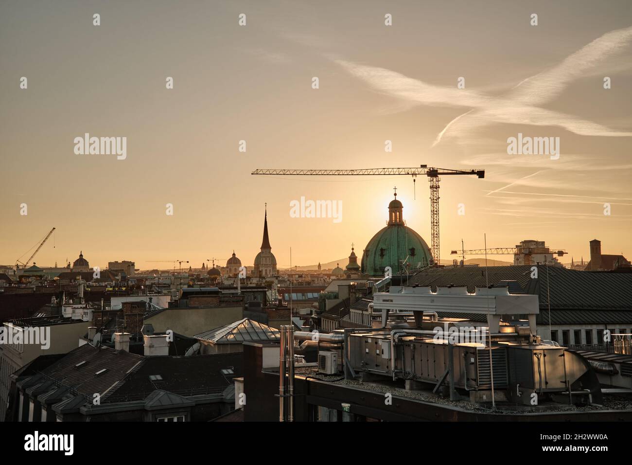 Roofs of Vienna in the sunset Stock Photo - Alamy