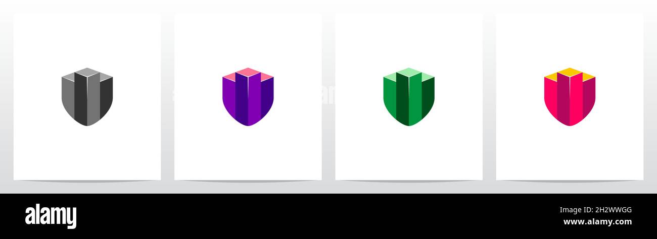 Isometric Bar Chart Formed A Shield Logo Design Stock Vector Image ...