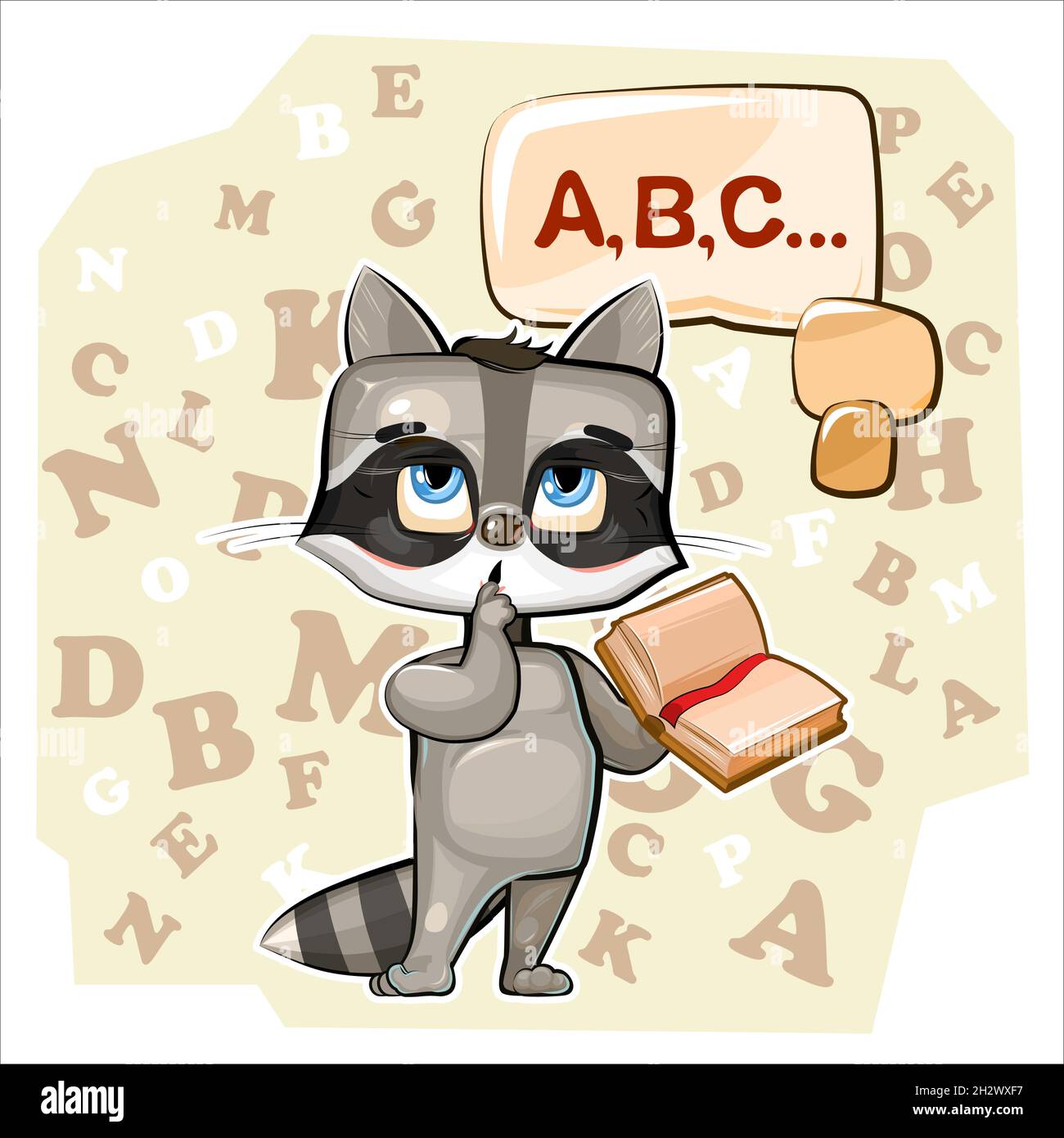 Cute Raccoon baby is trying to count. Studying numbers and counting ...