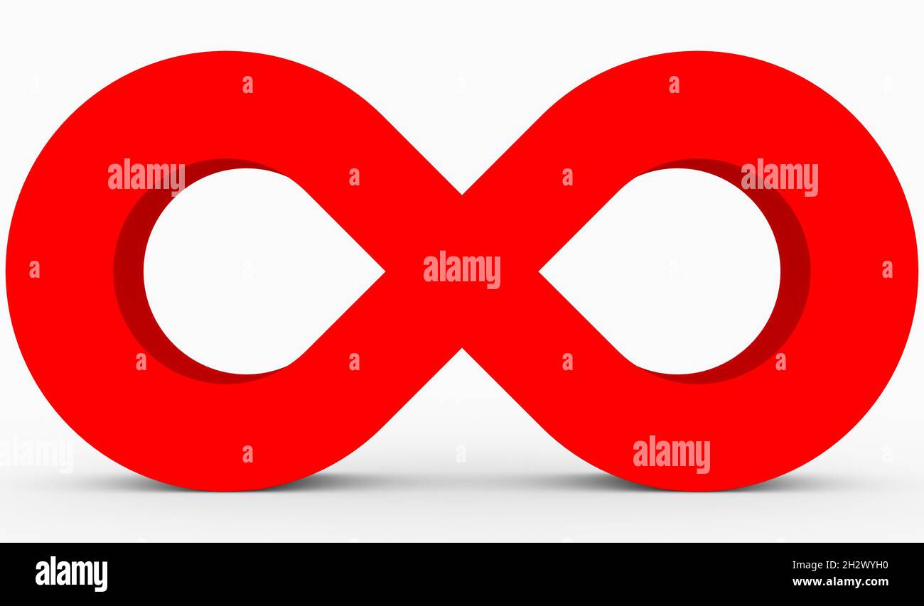 Infinity symbol 3d red isolated on white background - 3d rendering ...