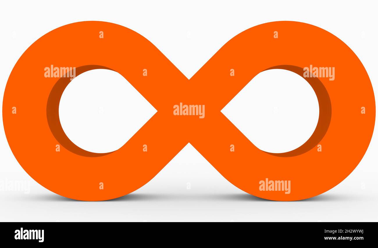 Infinity symbol 3d orange isolated on white background - 3d rendering ...