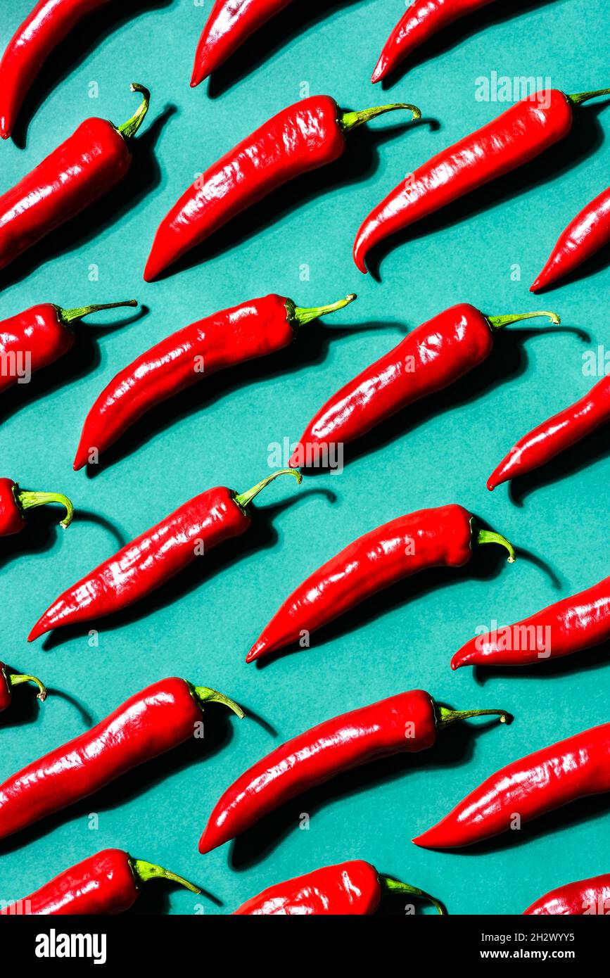 Red Hot Chili or Chilli Background. Graphic Pattern Bold Food ...