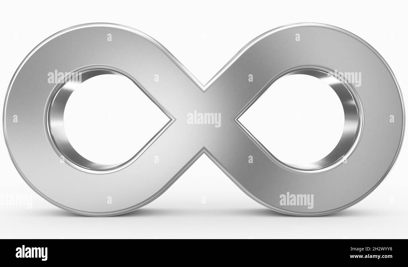 Infinity symbol 3d silver isolated on white background - 3d rendering ...