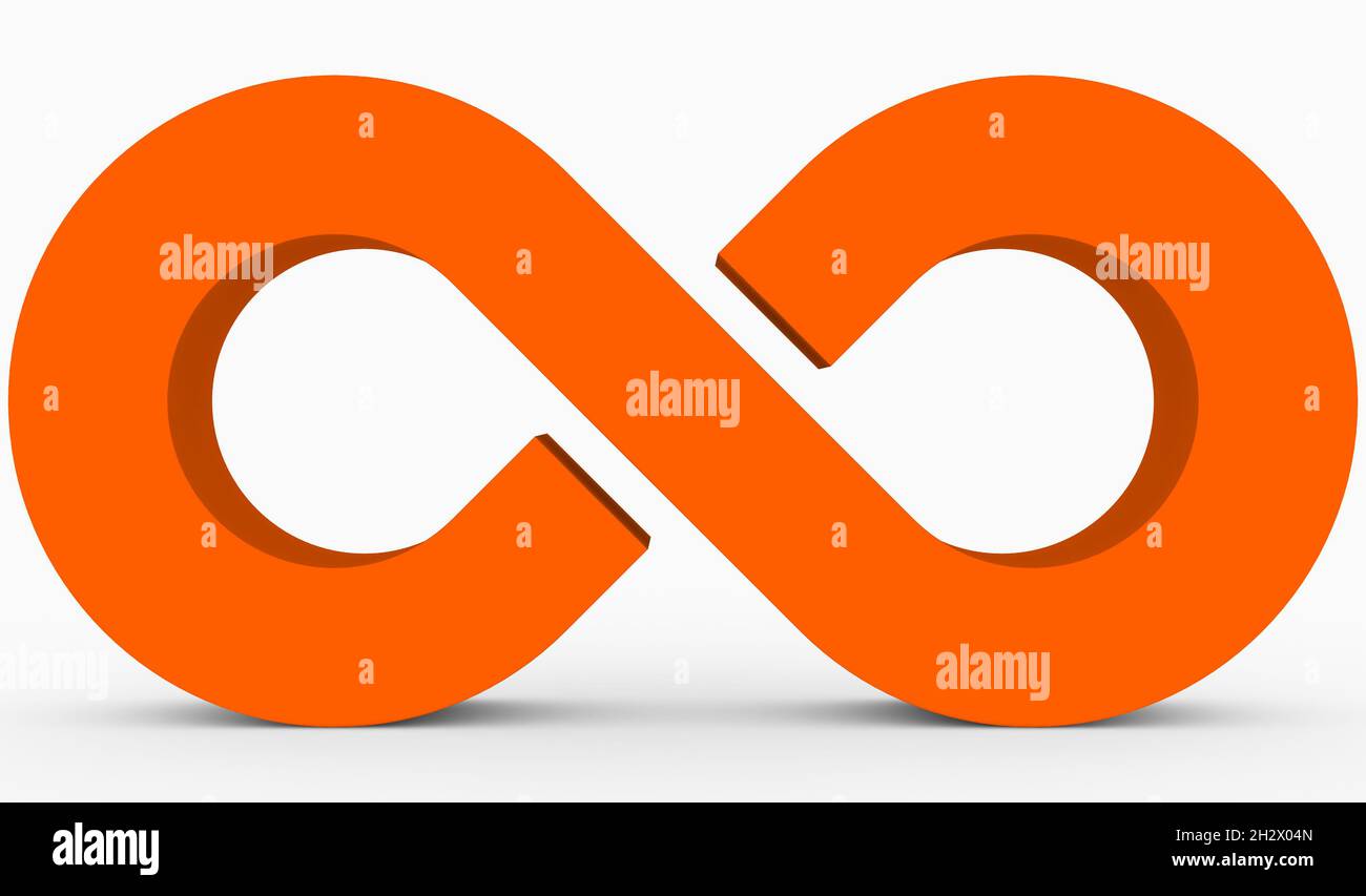 Infinity symbol 3d orange isolated on white background - 3d rendering ...