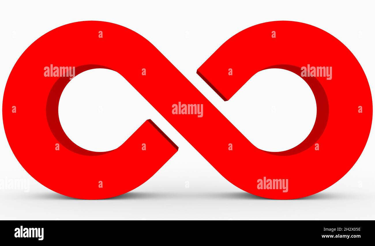 Infinity symbol 3d red isolated on white background - 3d rendering ...