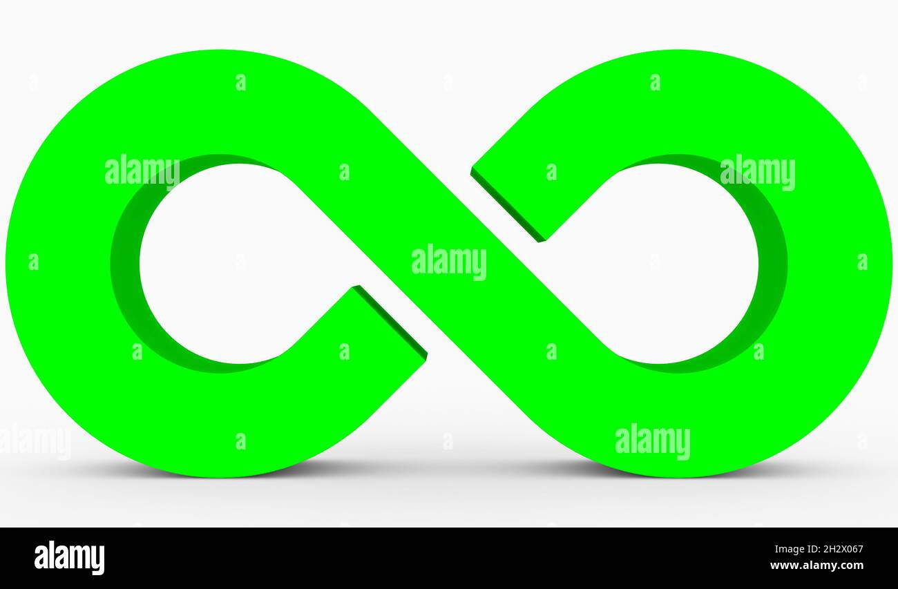 Infinity symbol 3d green isolated on white background - 3d rendering ...