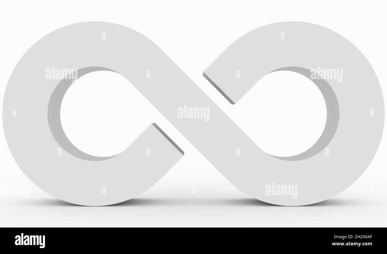 Infinity symbol 3d white isolated on white background - 3d rendering ...