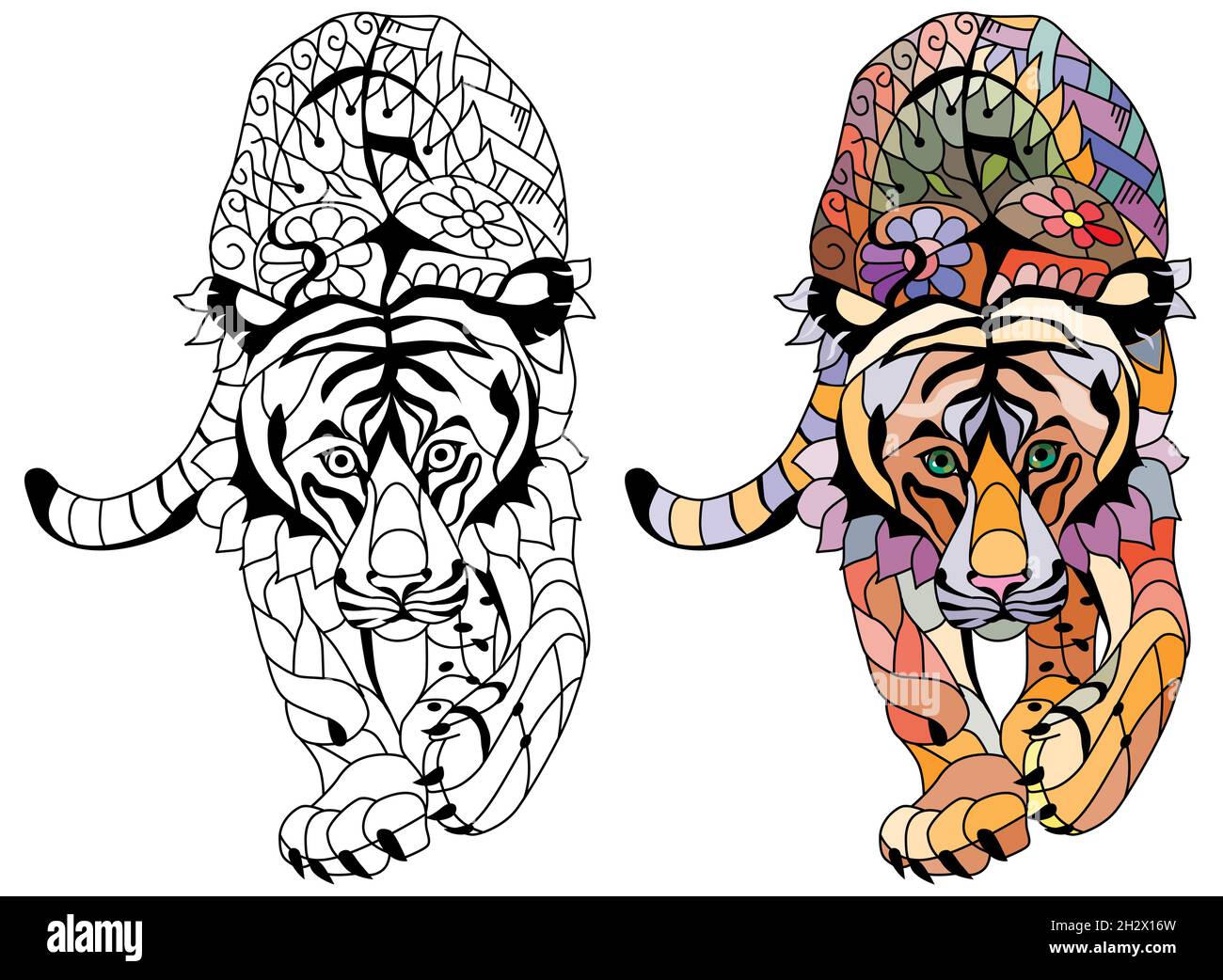 Tiger zentangle styled for t-shirt design, tattoo and other decorations ...