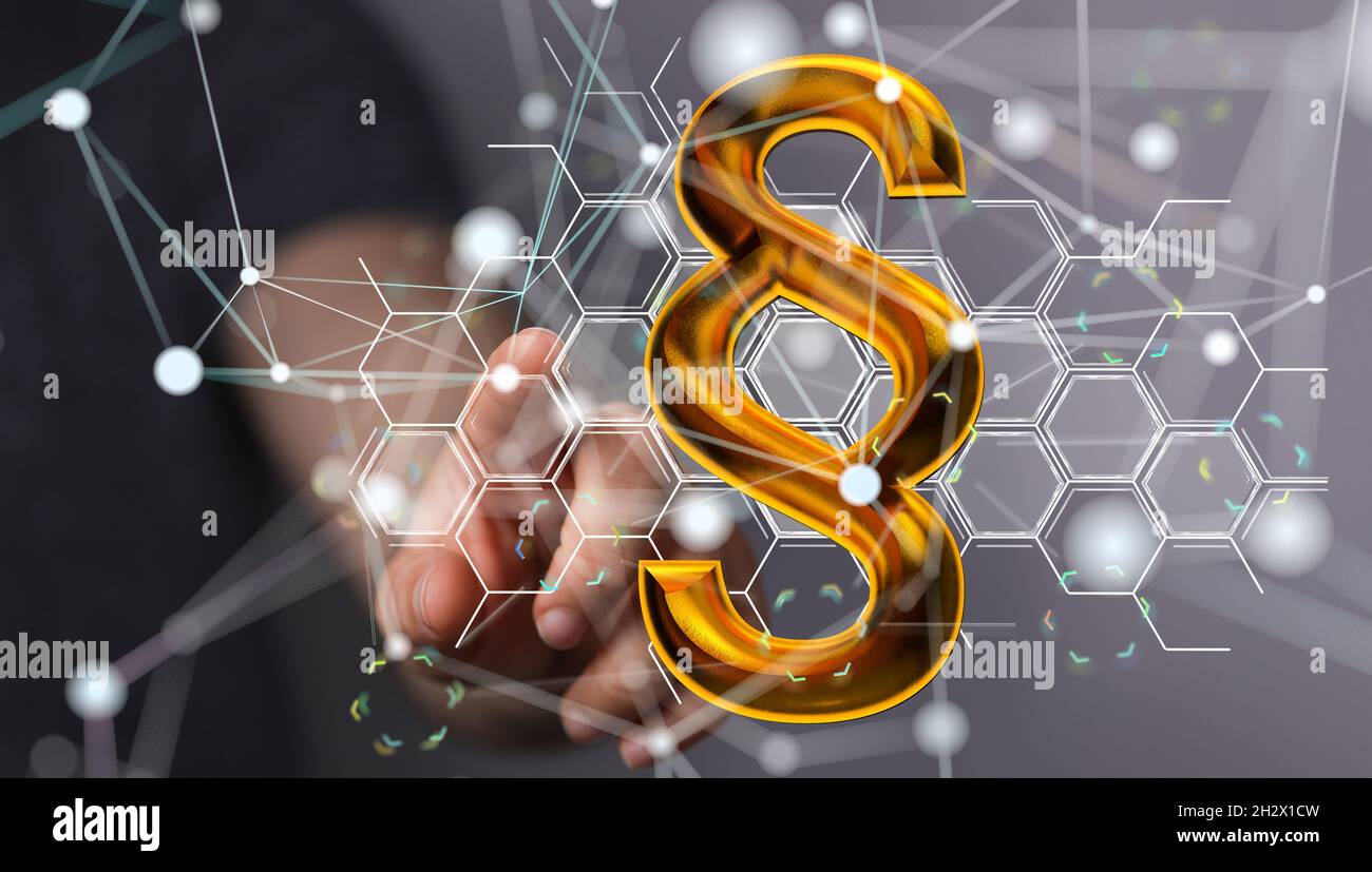 A male's hand holding illustrated law and justice symbols Stock Photo ...