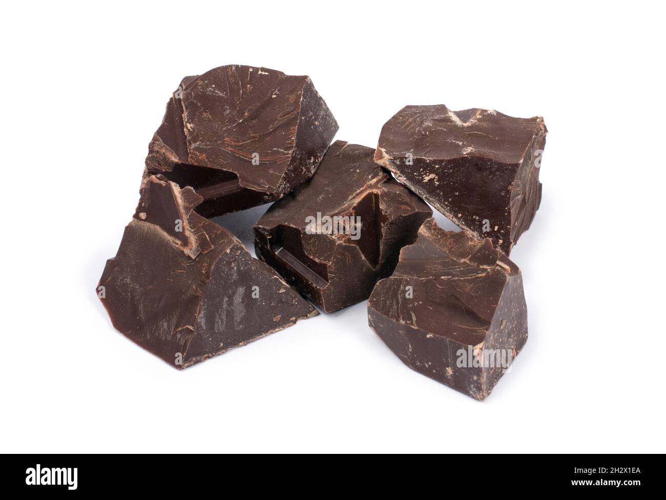 Broken chocolate pieces isolated on white Stock Photo - Alamy