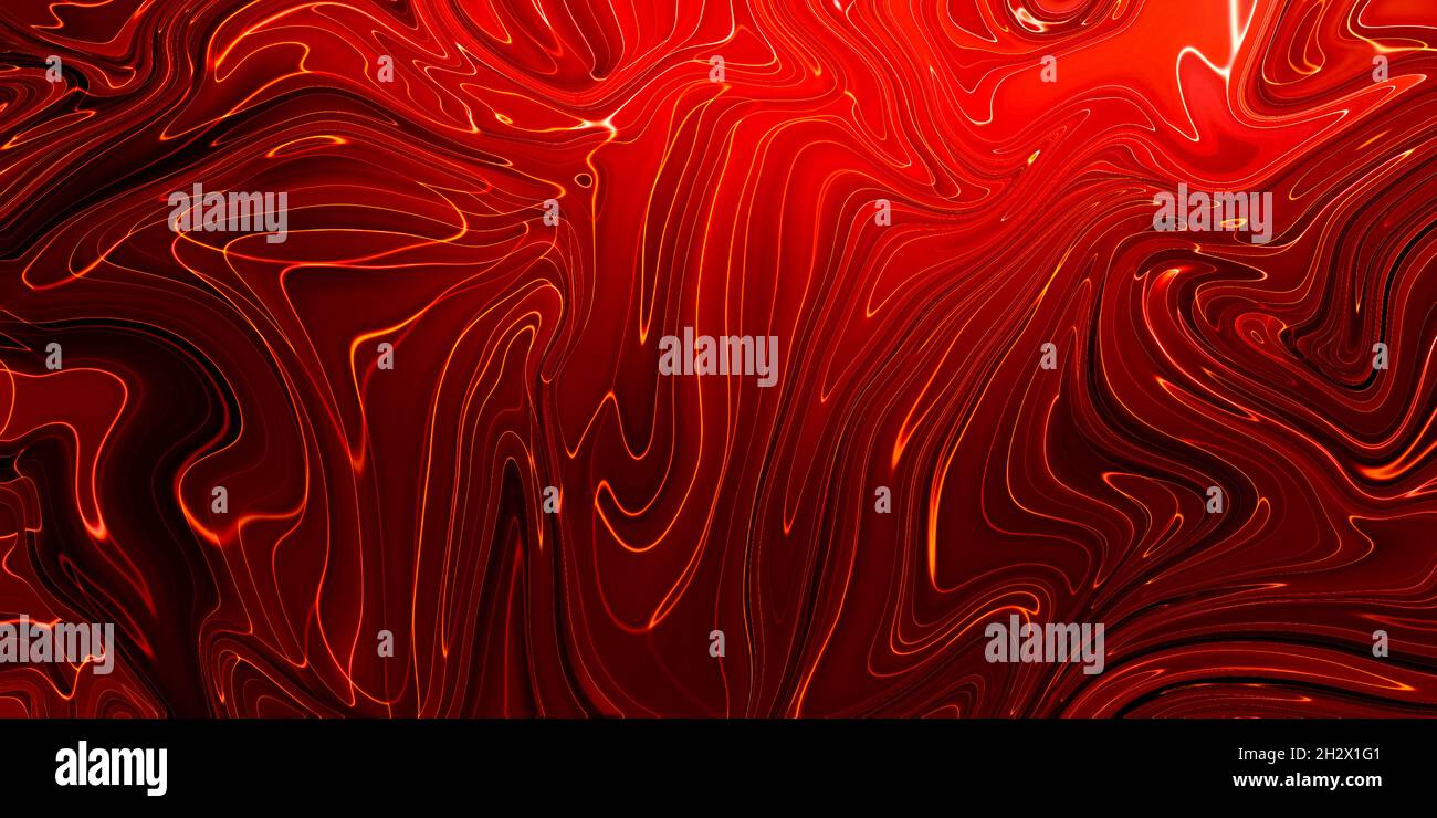 Creative abstract mixed red color painting with marble liquid effect ...