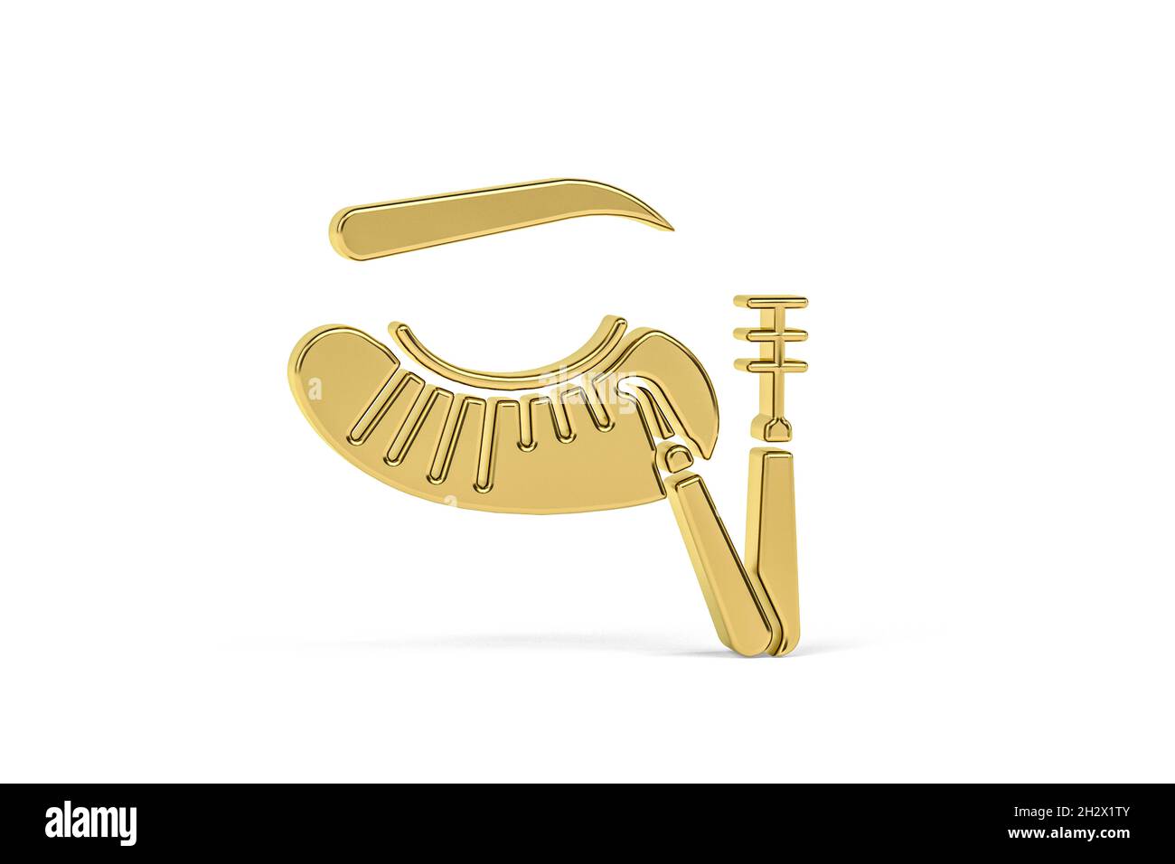 Golden 3d eyelash extension icon isolated on white background - 3d ...