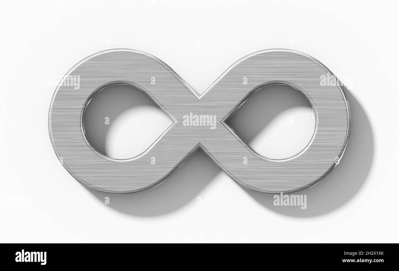 Infinity symbol 3d brushed metal isolated orthogonal with shadow on ...
