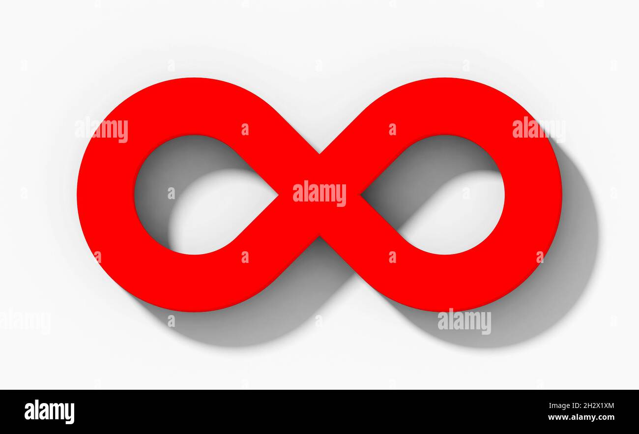 Infinity symbol 3d red isolated orthogonal with shadow on white ...