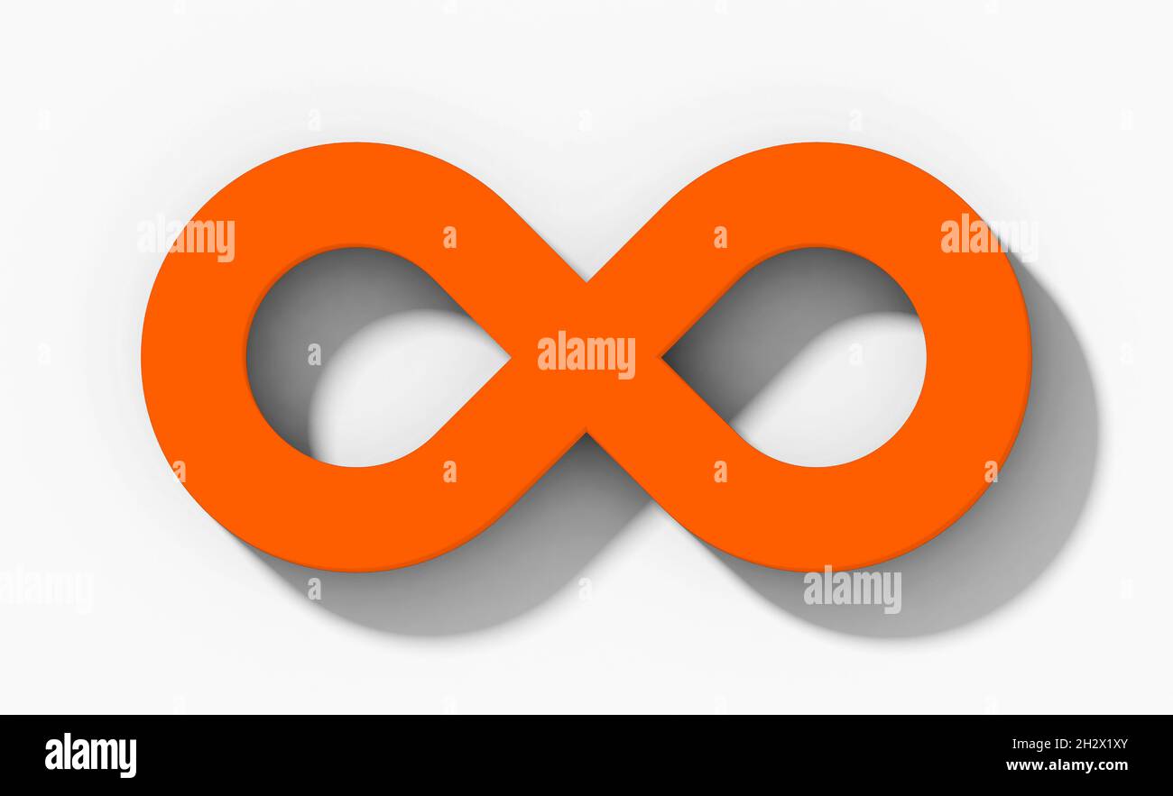 Infinity symbol 3d orange isolated orthogonal with shadow on white ...