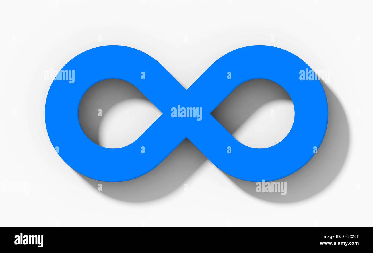Infinity symbol 3d blue isolated orthogonal with shadow on white ...